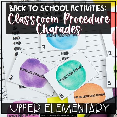 Back To School Activities For Upper Elementary Classroom Procedures