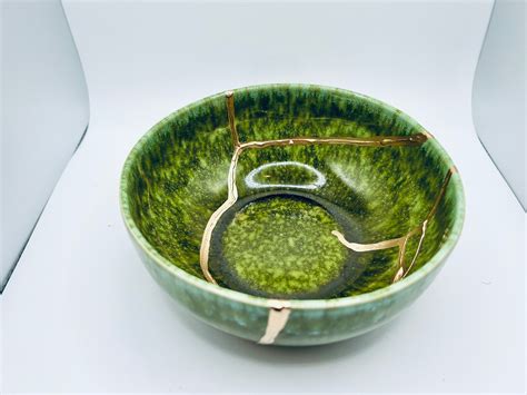 Kintsugi Bowl Kintsugi Cyprus Green Bowl Kintsugi Christmas Etsy
