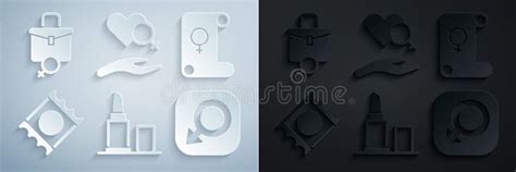 Set Lipstick Feminism Condom Package Male Gender Heart With Female