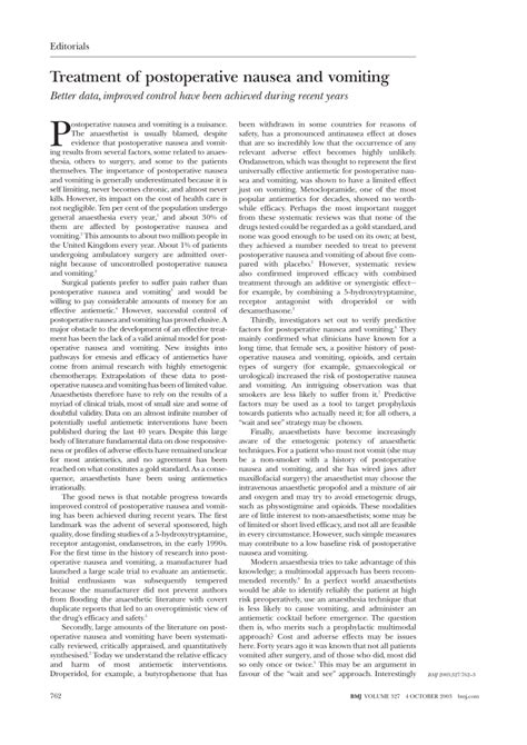 PDF Treatment Of Postoperative Nausea And Vomiting