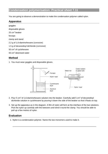2019 Gcse Aqa Chemistry Unit 7 Organic Chemistry Addition And Condensation Polymerisation