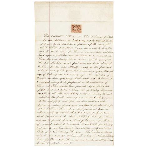 Civil War Era Freed Slave Sharecropping Contract