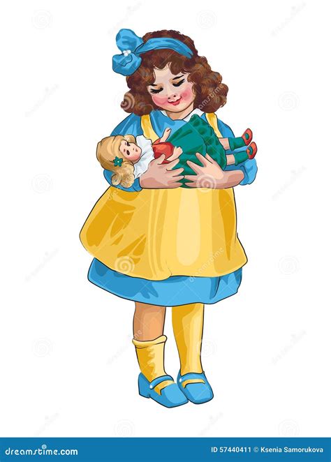 Girl With A Doll Stock Vector Illustration Of Doll Dark 57440411
