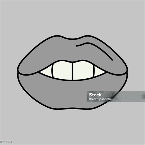 Woman Lips Icon Female Mouth Shape With Teeth Stock Illustration
