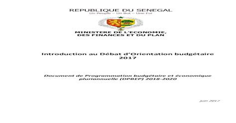 Pdf Introduction Au Débat Dorientation Budgétaire 2017si Gouv Sn App Uploads 2017 07 Dpbep
