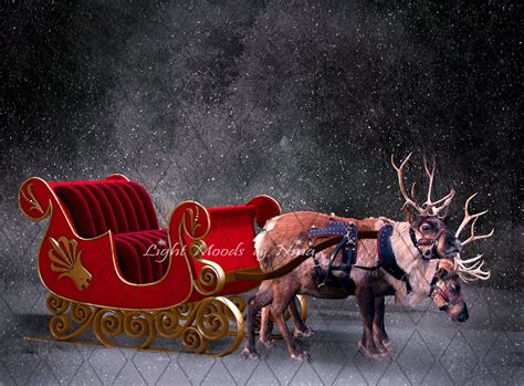 Sleigh Ride Snowy Background Christmas Background Digital Background Reindeer Background