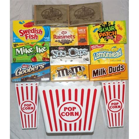 Movie Night Popcorn T Set Gourmet Kernels 5 Seasonings Vintage Bags