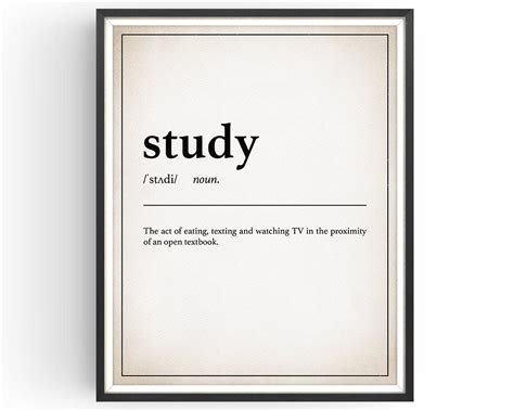 Study Definition Print Study Sign Rustic Home Decor Etsy