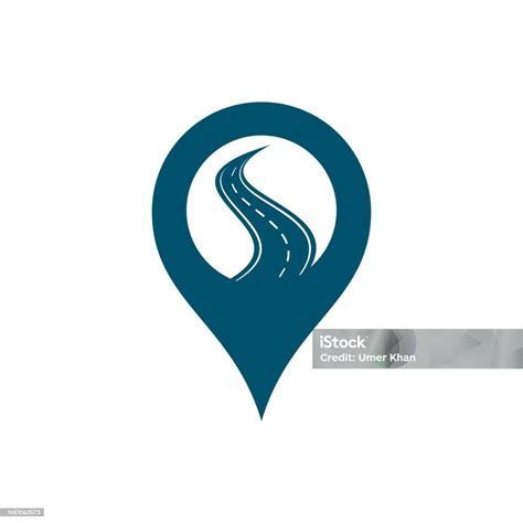 Road Map Pin Shape Concept Vector Logo Design Template Stock