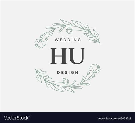 Hu Initials Letter Wedding Monogram Logos Vector Image