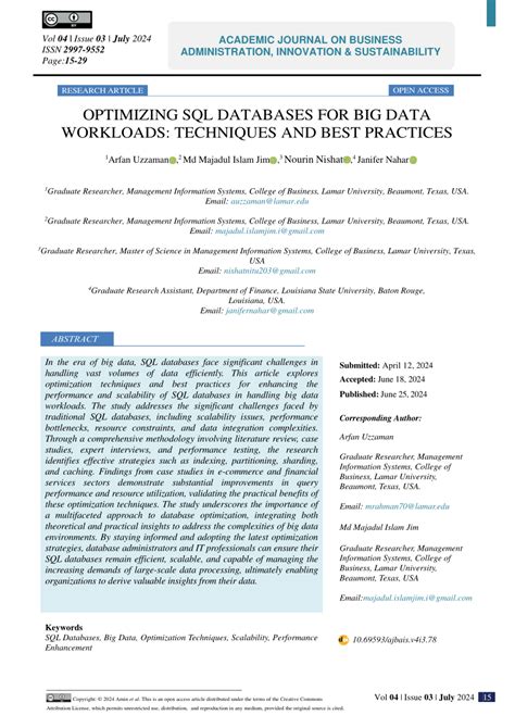 Pdf Optimizing Sql Databases Forbig Data Workloads Techniques And