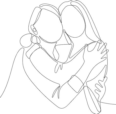 자기 벡터 미니멀리즘을 안고 있는 남자의 한 줄 그림 남자의 한 손으로 그린 연속 프리미엄 벡터