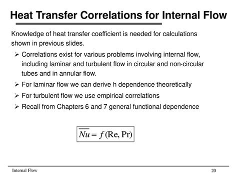 Heat Transfer Correlations For Internal Flow Ppt Download
