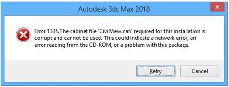 Error 1335 The Cabinet File CivilView Cab Required For This