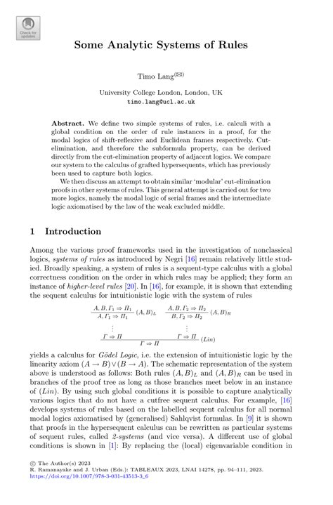 Pdf Some Analytic Systems Of Rules