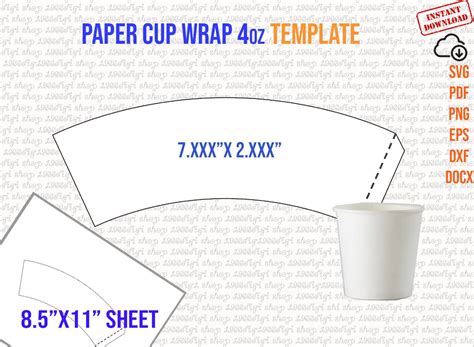 Paper Cup Template 4oz 4 Ounce Full Wrap Styrofoam Coffee Cup 4oz