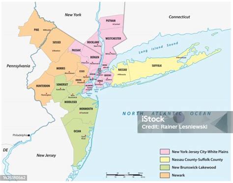 Ilustración De Mapa De Los Condados En Las Cuatro Divisiones Del Área