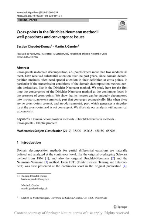 Pdf Cross Points In The Dirichlet Neumann Method I Well Posedness