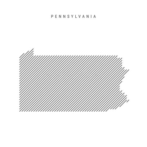 Pennsylvania Map From Pattern Of Black Slanted Parallel Lines Flat Vector Illustration Isolated