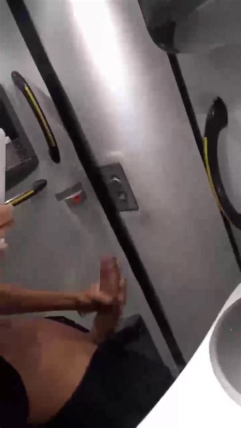Jerking Huge Cock In Airplane Toilet