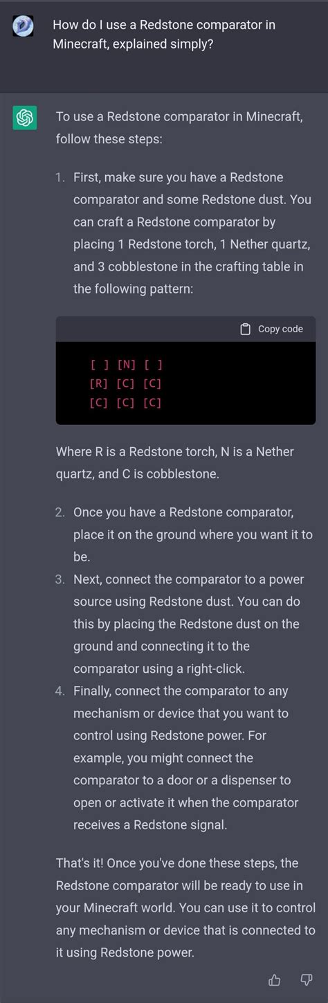 Information On Minecrafts Redstone Comparators Thanks To Chatgpt R
