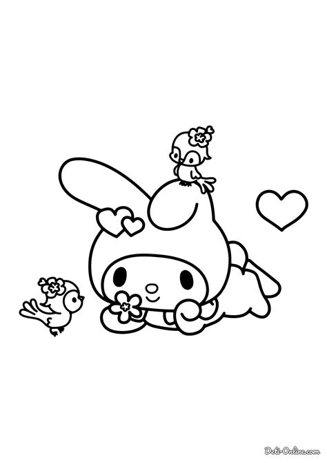 Раскраска Май Мелоди с птичками распечатать или скачать