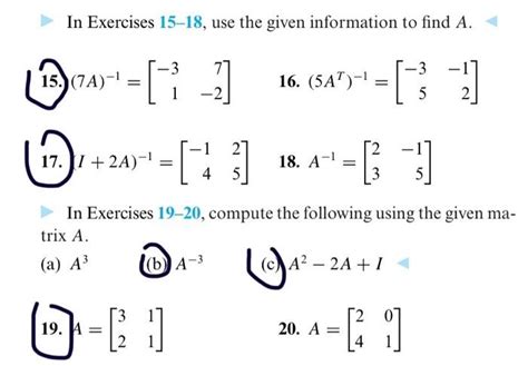Solved In Exercises 15 18 Use The Given Information To Find