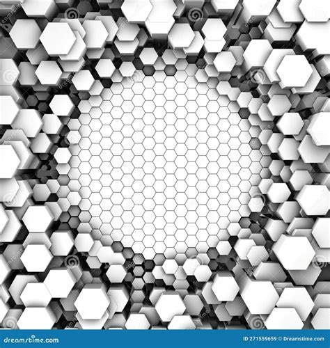Abstract Futuristic Surface Hexagon Pattern 3d Rendering Stock