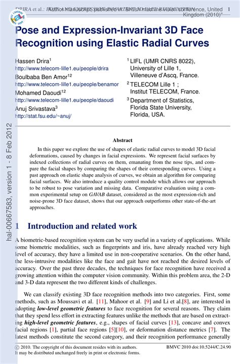 pdf pose and expression invariant 3d face recognition using elastic