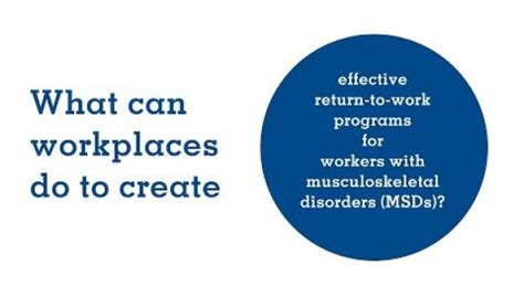 Effectiveness Of Workplace Based Return To Work Programs A Systematic