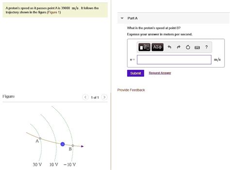 Solved A Protons Speed As It Passes Point A Is 39000 Ms It Follows