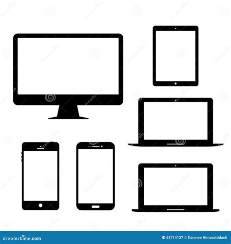 Computer Monitor Laptop Tablet Mobile Phone Electronic Gadgets Vector