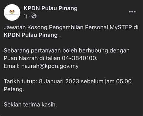 Iklan Jawatan Kementerian Perdagangan Dalam Negeri Dan Kos Sara Hidup