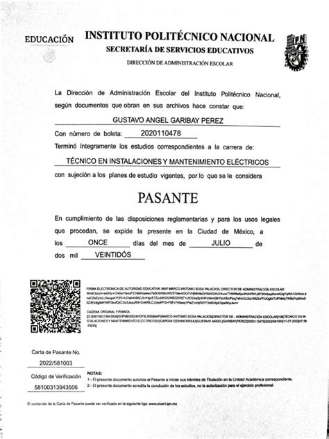 Carta De Pasante Pdf