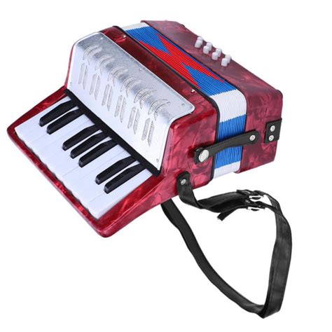 17 Tangent 8 Bas Piano Dragspel Musikinstrument För Nybörjare Röd