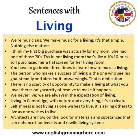 Sentences With Living Living In A Sentence In English Sentences For