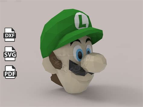 Luigi Papercraft Design Pdf Template Diy 3d Model Fanart Paper Sculpture Low Poly