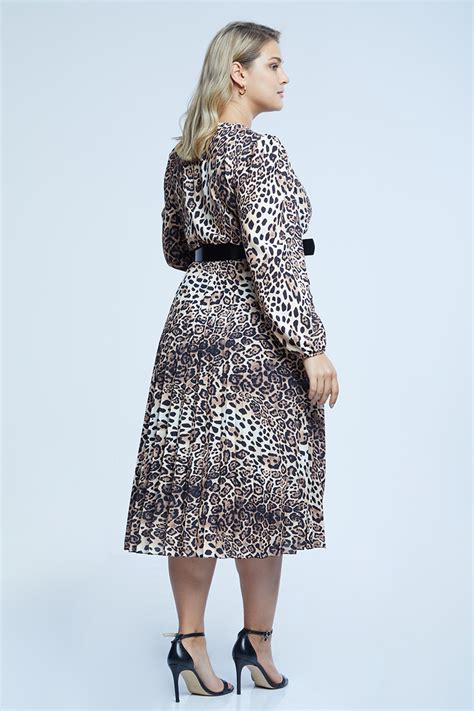 Printed Plus Size Crepe Long Sleeve Midi Dress All Fervente