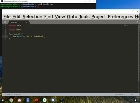 sublime text and golang on chrome os no crouton crostini r pixelbook