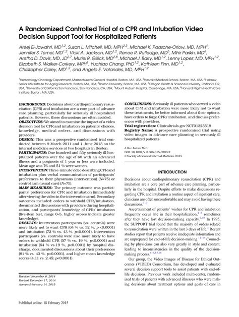 Pdf A Randomized Controlled Trial Of A Cpr And Intubation Video