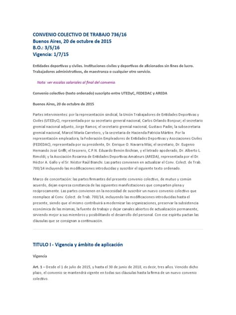 Convenio Colectivo De Trabajo Utedyc 736 Pdf Salario Tiempo De