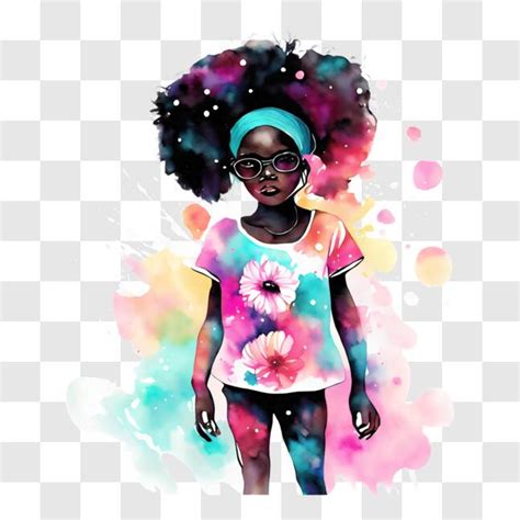 Pobierz narzędzie Piękna i modna dziewczyna z fryzurą afro i plamami