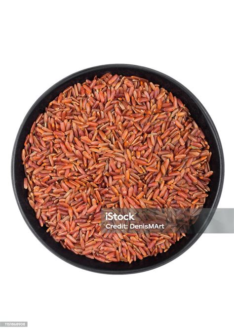 흰색 바탕에 원시 유기농 붉은 쌀의 검은 그릇 건강 한 음식 0명에 대한 스톡 사진 및 기타 이미지 0명 가방 갈색 Istock