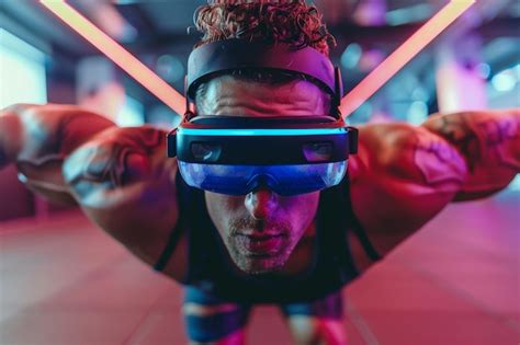 Fitness Enthusiast Using Ar Glasses For Workout Premium Ai Generated
