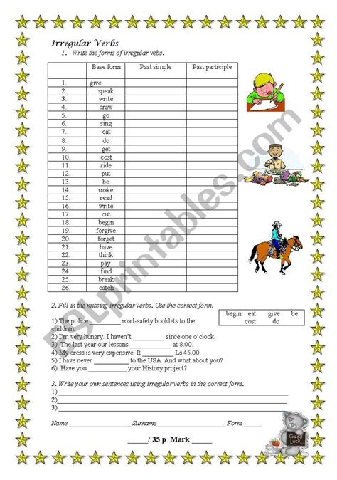 Irregular Verbs Esl Worksheet By Mila09