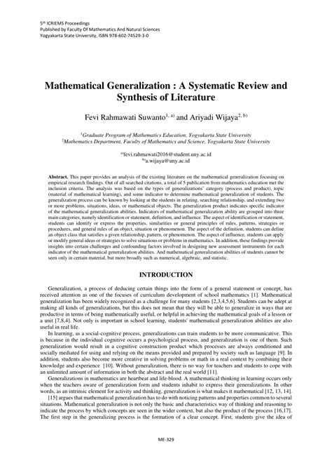 Pdf Mathematical Generalization A Systematic Review And Synthesis Of Literature