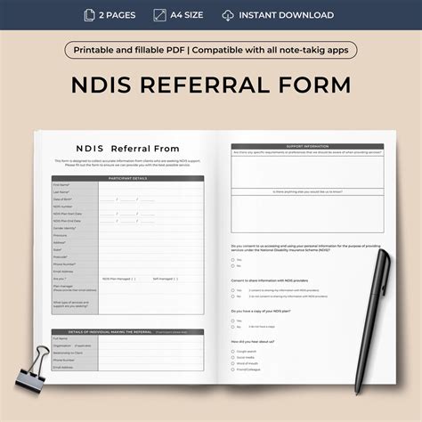 Ndis Referral Form Printable And Pdf Editable Customizable For Ndis Providers And Disability