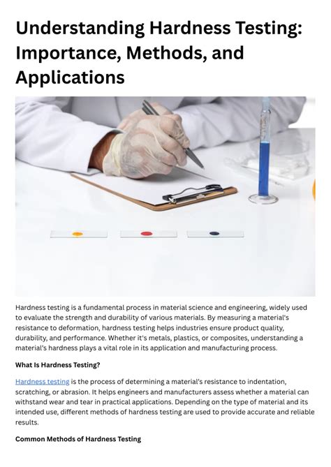 Ppt Understanding Hardness Testing Importance Methods And Applications Powerpoint