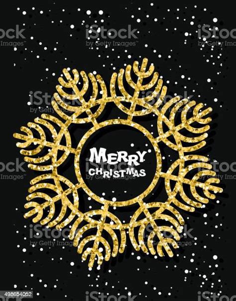 Kepingan Salju Emas Selamat Natal Kartu Ucapan Gelap Yang Bergaya