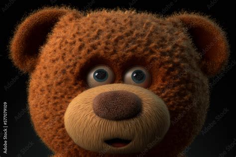Stock Illustrationen Hyper Close Up Cute Cartoon Brown Furry Teddy Bear